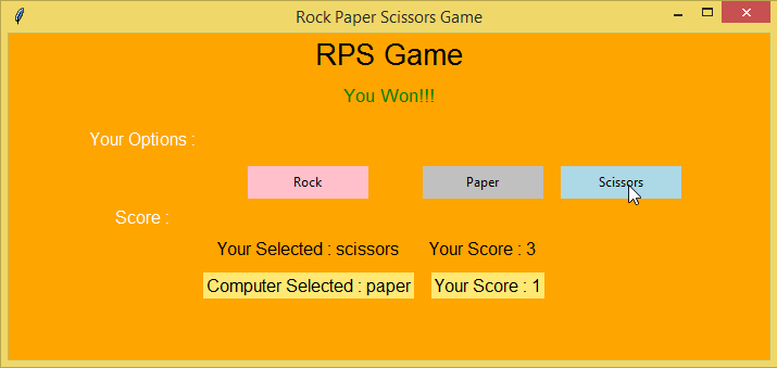 Rps Game Using Tkinter In Python With Source Code Sourcecodester